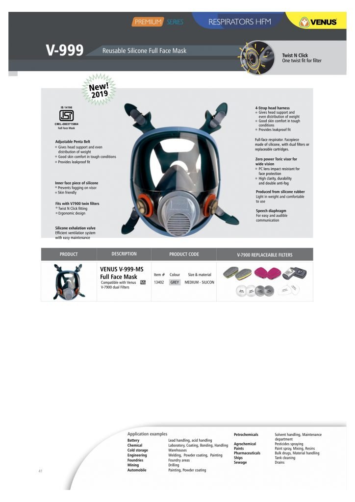 Venus V999 Full Face Respirator - Industrial Safety Equipments(PPE)